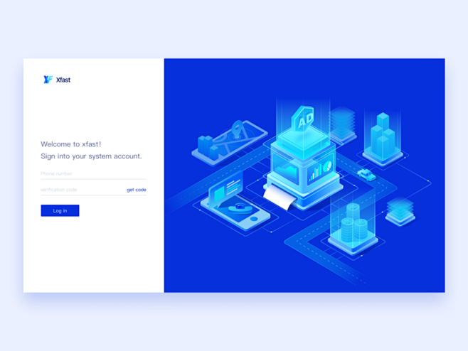 SaaS Products Login Page - Real Estate blue 2.5d logotype web login 商标 ...