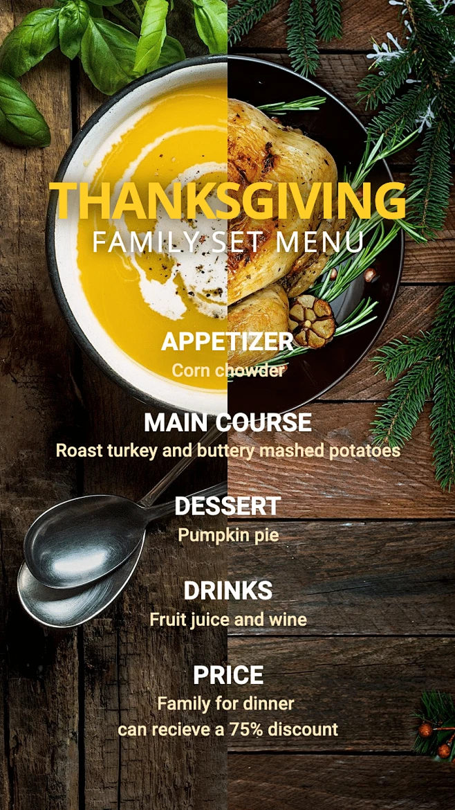 Thanksgiving Family Feast Menu素材-花瓣网