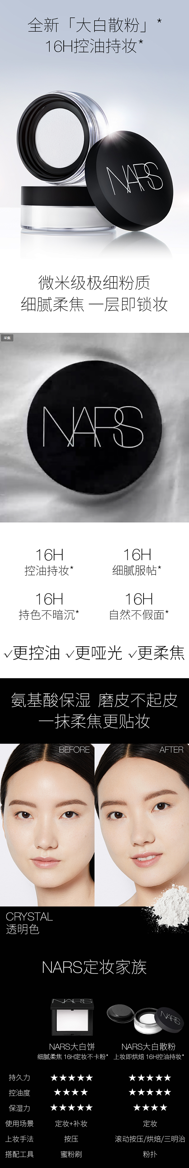 【官方正品】NARS 蜜粉大白散粉流光美肌细腻轻透蜜粉定妆16H持妆-tmall.com天猫
