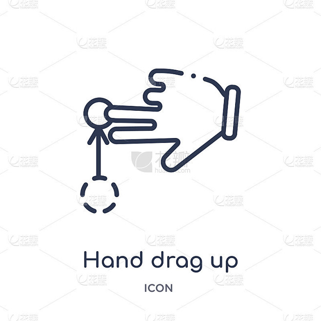 Linear hand drag up icon from Hands and guestures