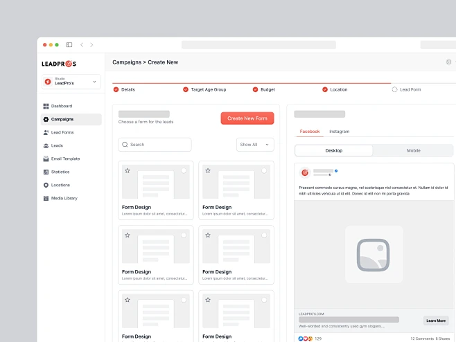 New campaign creation UI UX design for saas web app software in Figma-花瓣网