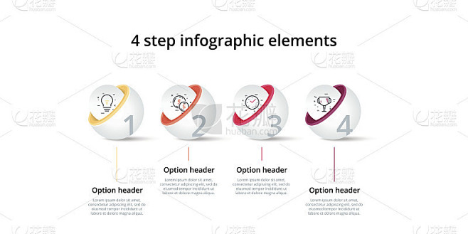 Business process chart infographics with 4 step ci