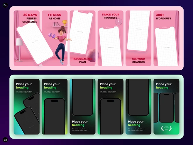 App Store Preview Screenshot Templates 12款App Store苹果应用商店上架发布预览介绍展示图fig ...