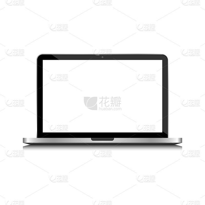 Modern laptop PC with blank LCD screen - Illustrat