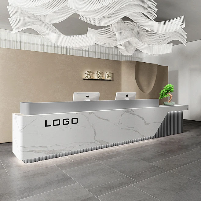 定制公司前台桌接待台酒店会所吧台收银台企业售楼处前台烤漆大气-淘宝网-花瓣网