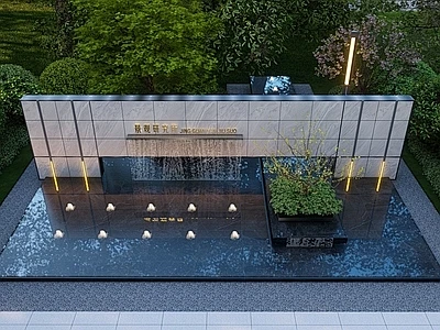 现代景墙 跌水景墙 小区景墙 镜面水 涌泉 水景墙-花瓣网