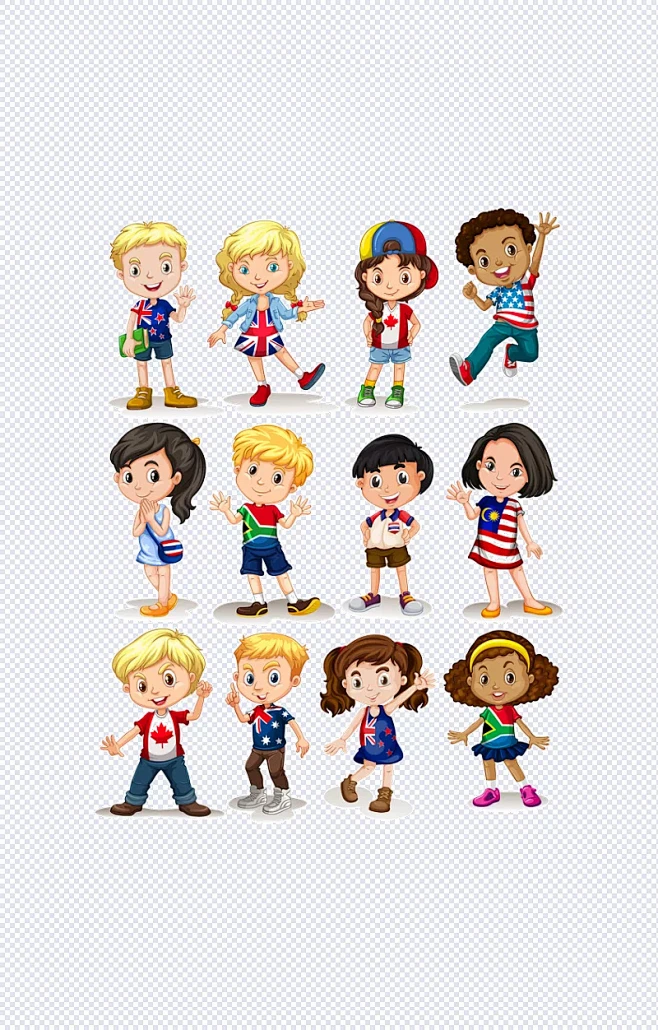 矢量儿童形象|卡通形象,学生,外国人,小朋友,卡通元素,手绘/卡通-花瓣网