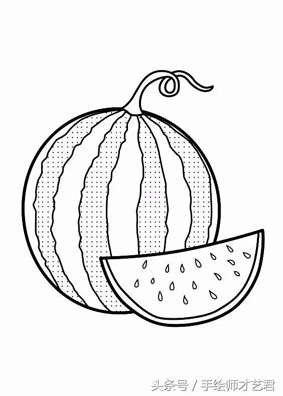 几十张高清常见瓜果蔬菜白描线稿素材 一次画个够-花瓣网