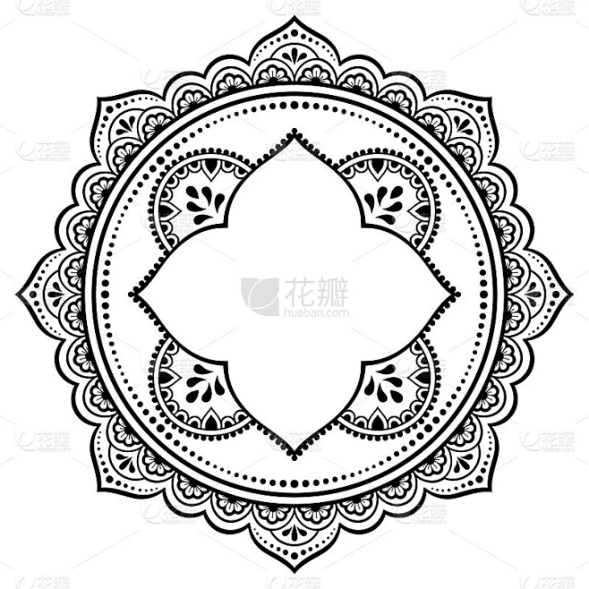 Frame in eastern tradition. Stylized with henna ta素材-花瓣网