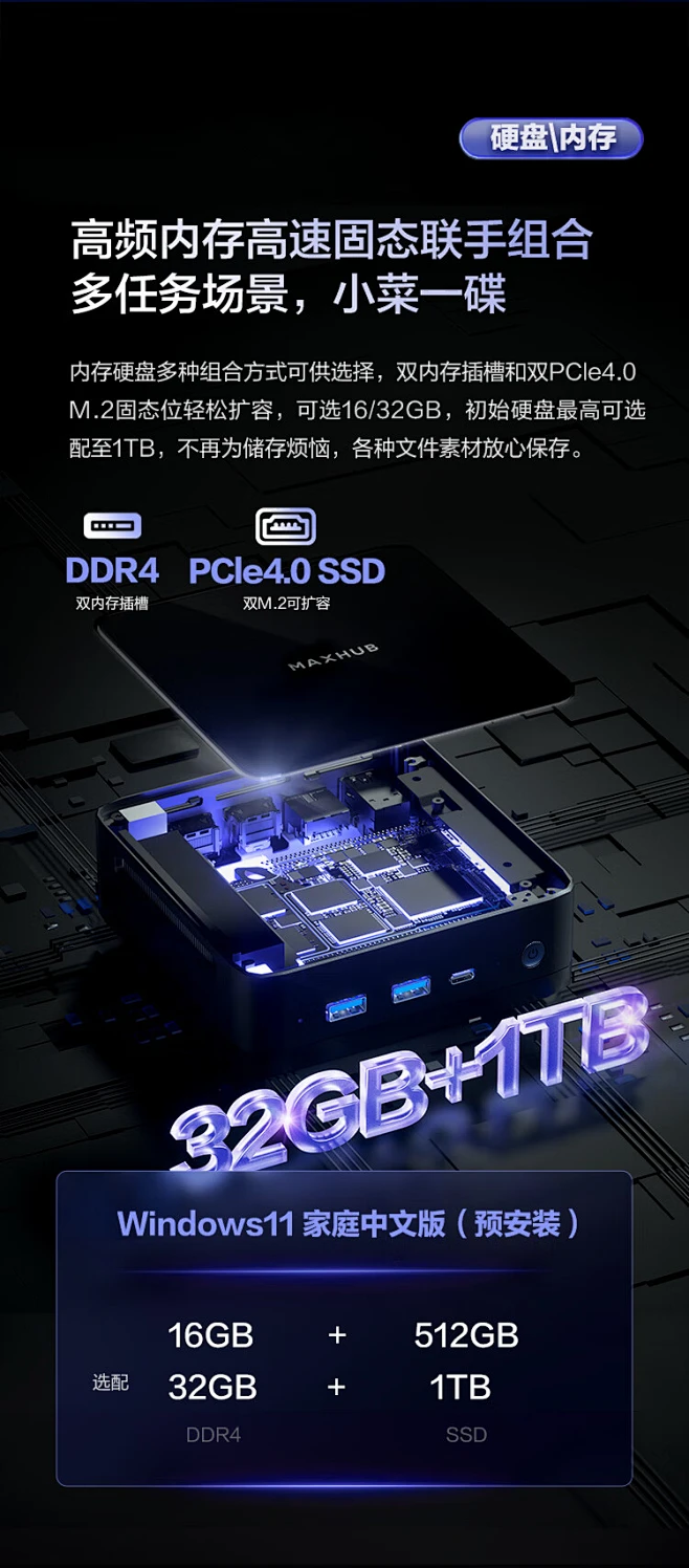 MAXHUB领效13代酷睿i7迷你主机win11办公家用游戏minipc电脑mini主机迷你电脑-tmall-花瓣网