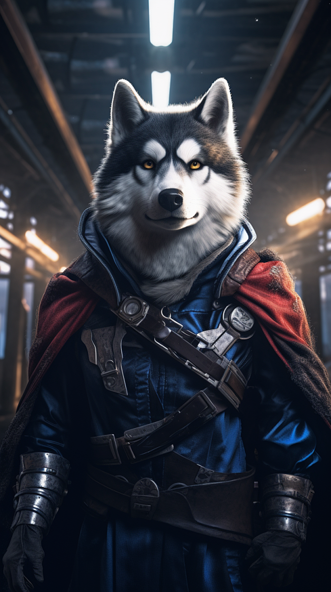 Siberian Husky, anthropomorphic, cute, cape, subway,League of legends ...