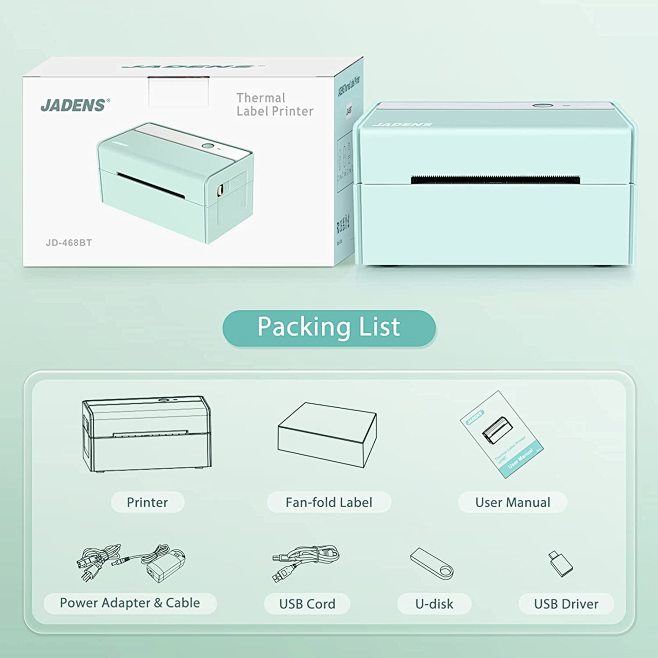 Amazon.com : JADENS Bluetooth Thermal Label Printer -Wireless Shipping Label Printer for Small ...