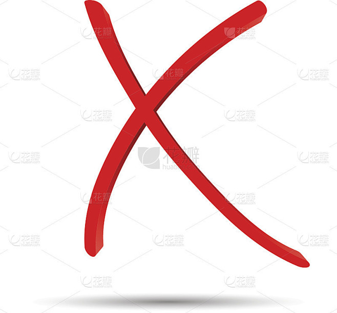 白色背景上的红叉标记
