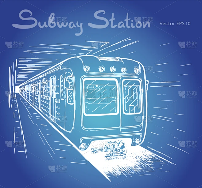 hand drawn sketch subway station素材-花瓣网