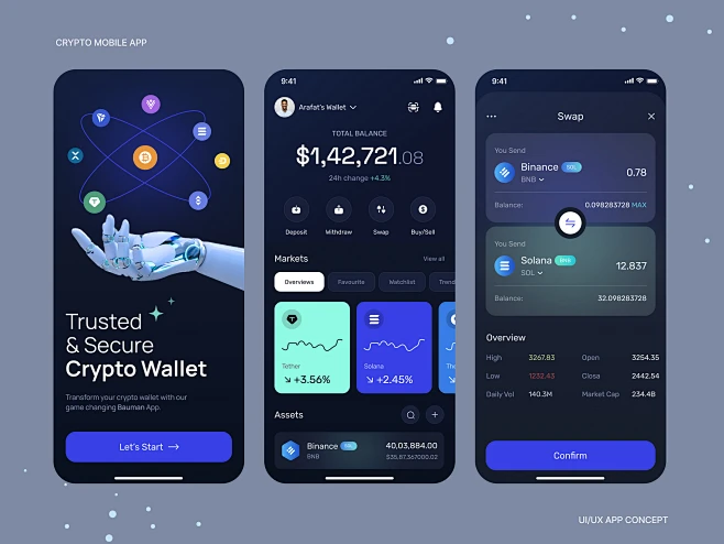 Crypto Wallet App Ui by Mainul Islam Arafat for Arobix Design on Dribbble-花瓣网