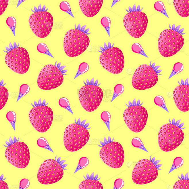 pattern with strawberries and ice cream