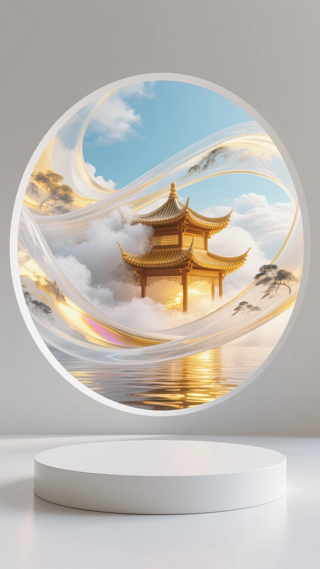 场景，展台，电商背景，国风山水，精致立体空间，竖版，zxs (1)-花瓣网