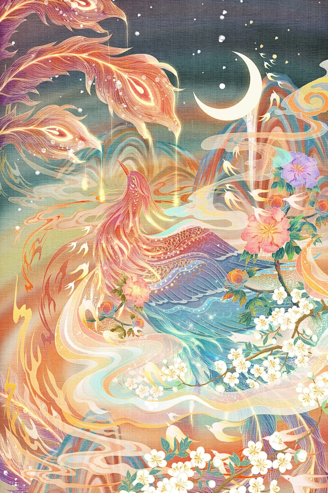 【绘画】国潮风凤凰涅槃重生·向死而生%7C插-花瓣网