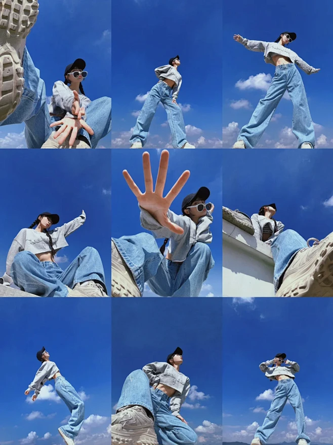 天空自由感拍照姿势☁️天空广角张力拍照pose