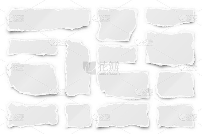 Ripped paper strips. Realistic crumpled paper scra