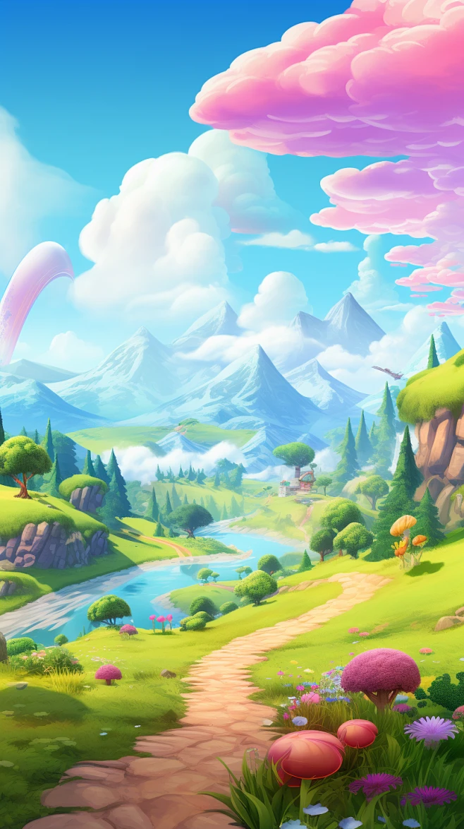 gadal_a_cartoon_landscape_with_cartoon_characters_on_it_in_the_f8feac6d ...