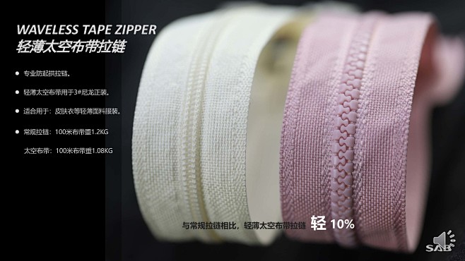 SAB 21SS ZIPPER waveless tape zipper 轻薄太空布带拉链 SAB