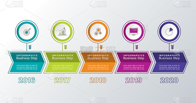 Business process template. Timeline infographics w