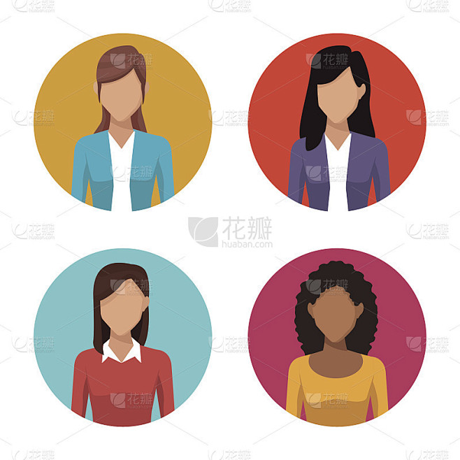 人圆图标年轻夫妇卡通