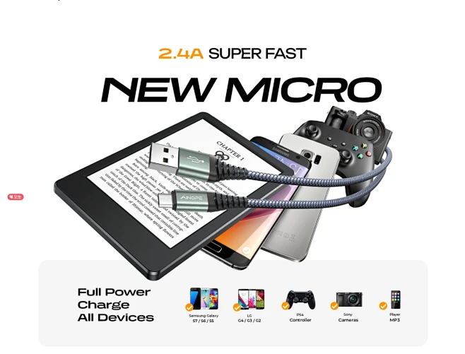 Amazon.com: AINOPE Micro USB Cable for Kindle [2Pack,6.6FT ...