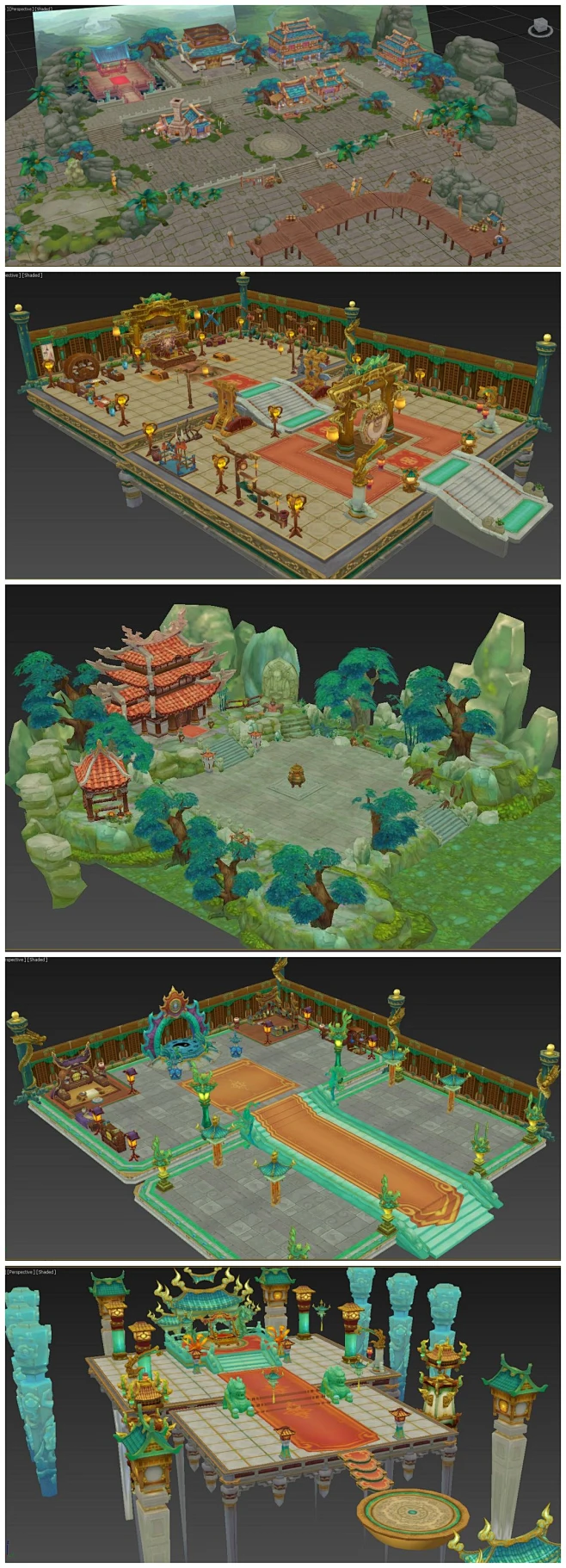 梦幻西游 九天神话 游戏美术资源 手绘Q版低模卡通风格角色场景模型贴图 MAX源文件3D素材 Unity3d/U3D场景 原画3D参考素材-花瓣网