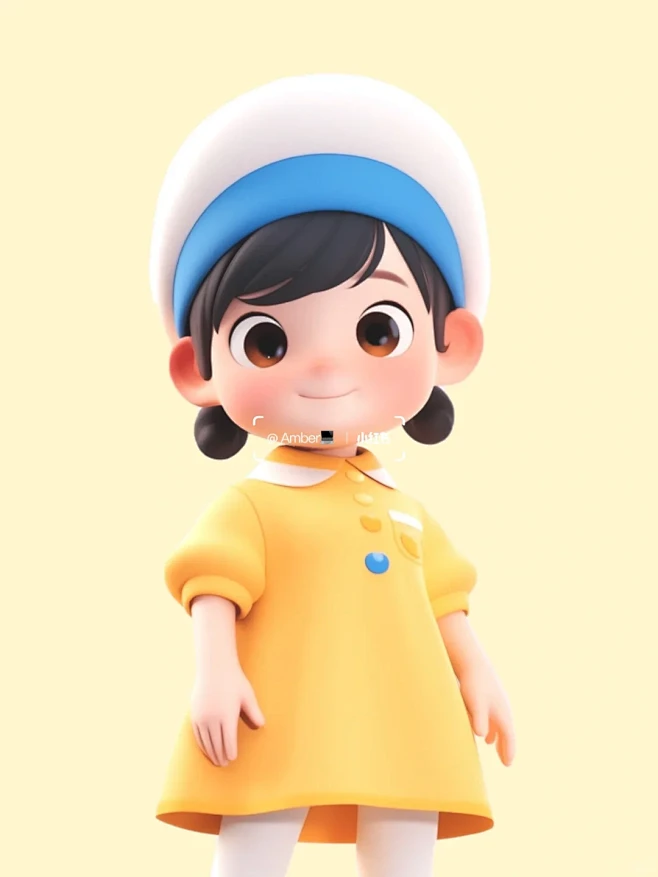 可爱女孩 3D IP人物 MJ文生图-花瓣网