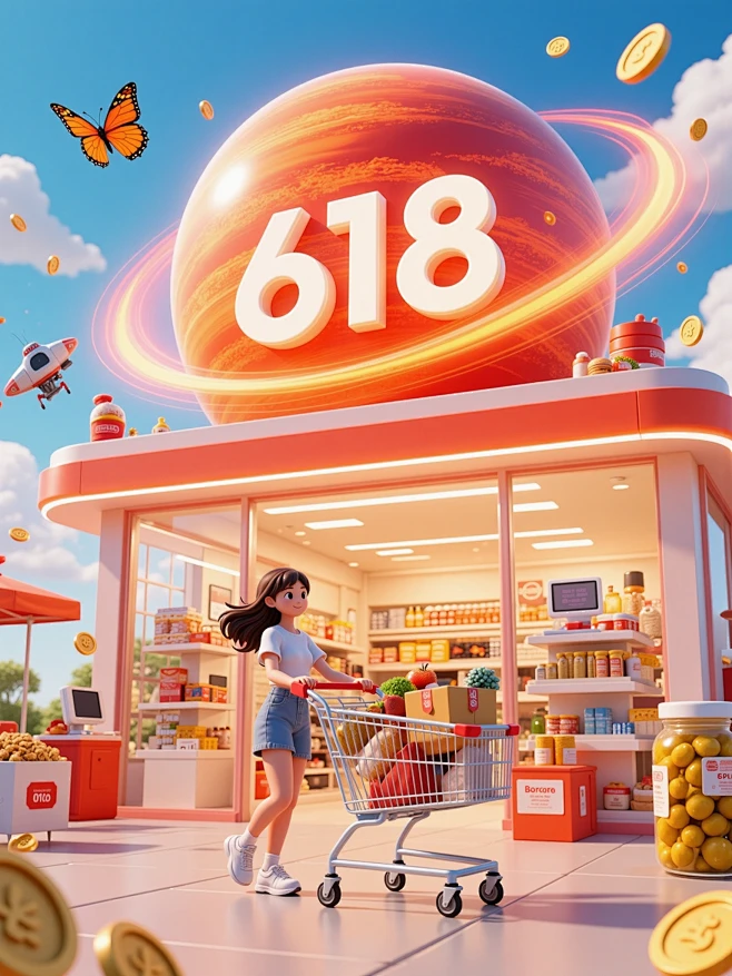 618电商KV营销丨3D创意海报-LoRA-迷落之境-LiblibAI-花瓣网