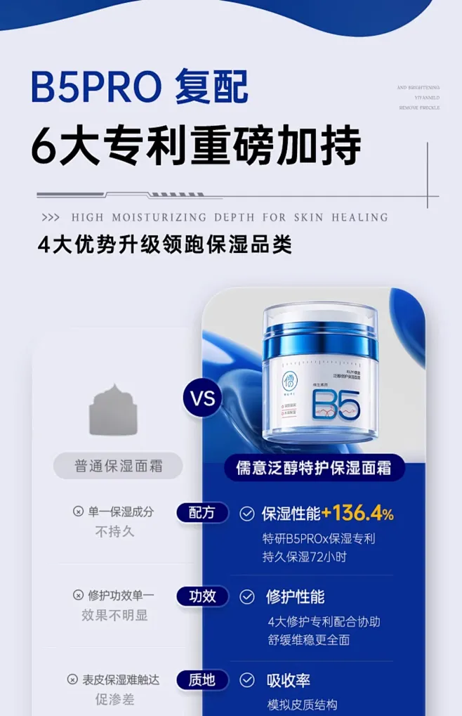 b5高保湿面霜修复敏感肌肤屏障受损修护滋润补水乳液祛痘印秋冬季-tmall.com天猫-花瓣网