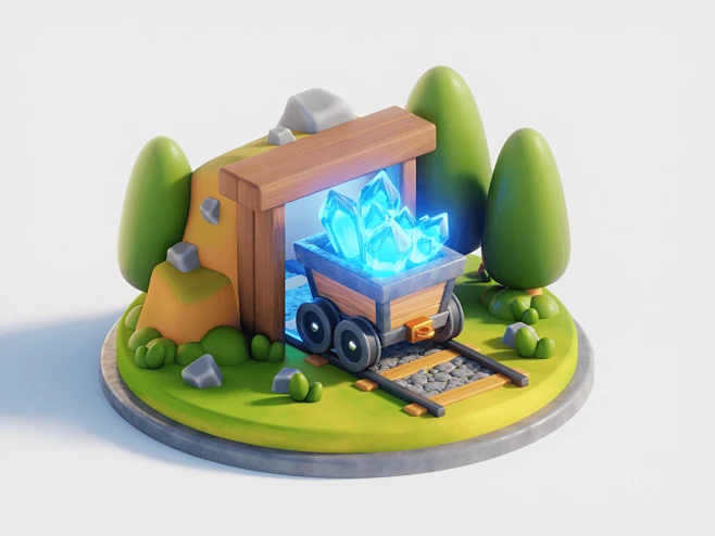 3д stylized simple scene Isometric Low Poly blender Render lighting 3D ...