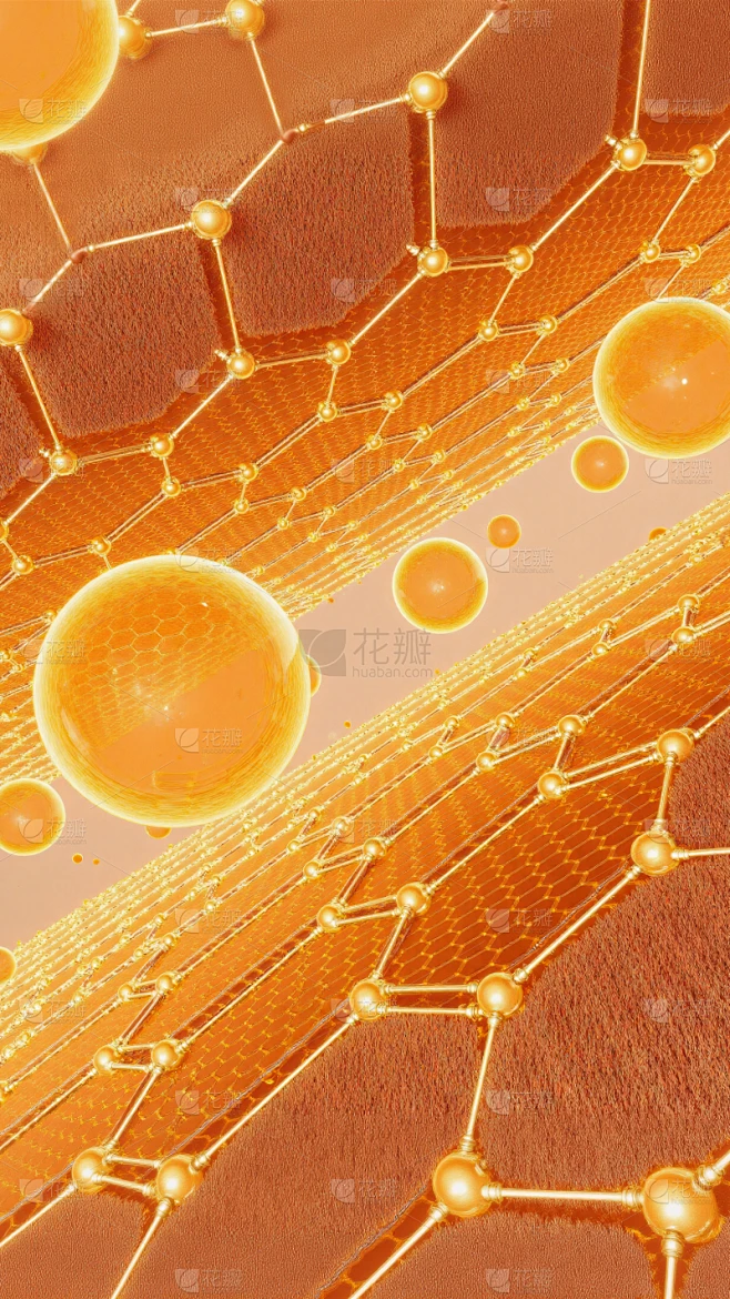 服饰系列科技感悬浮金色小球+金色网状结构图片素材-花瓣网