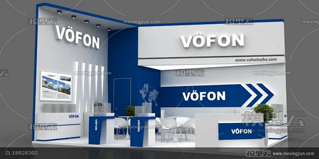 Vofon科技展览展示展台模型 _两面开_T2019116 #率叶插件，让花瓣网更好用_http://ly.jiuxihuan.net ...