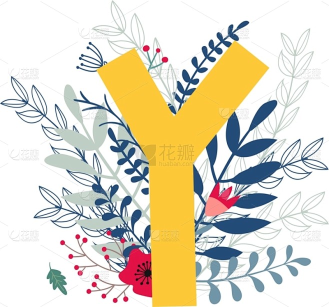 字母,英文字母Y,分离着色,创造力,单词,文字,字母表次序,信函,图像,花