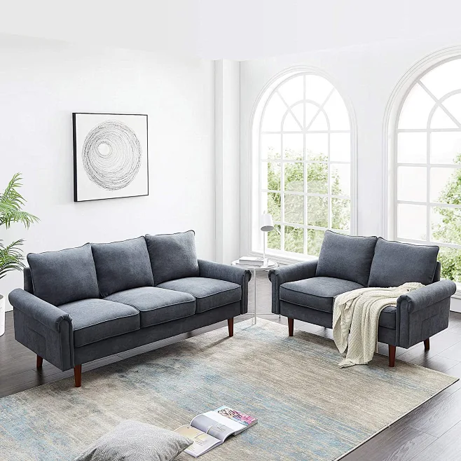 Amazon.com: Dolonm 2 Piece Sofa Sets Mid Century Modern Upholstered ...
