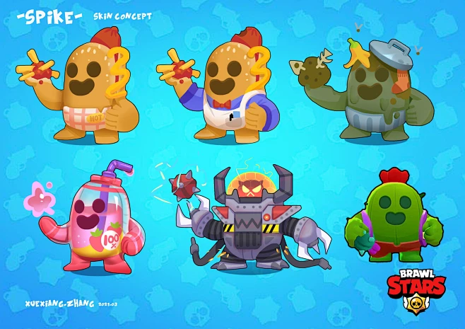 Brawl stars Fan art-new character -skin concept for Spike and Edgar-花瓣网