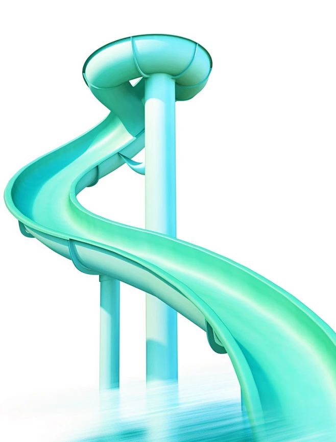 Modeling, isolated blue-green water slide on a white background, Kawaii ...
