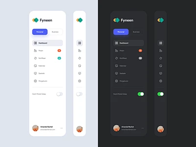 Sidebar Navigation - Exploration dark mode light mode minimal menu ...