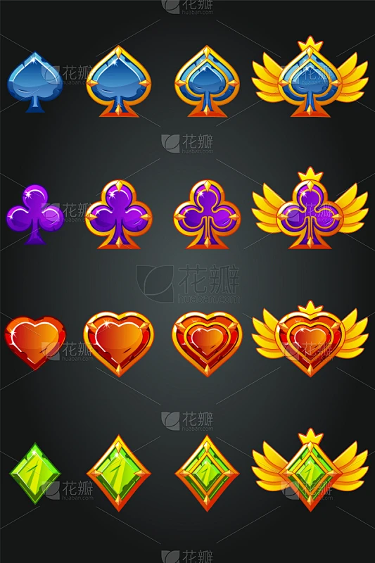 纸牌,绘画插图,进行中,台阶,符号,计算机,休闲游戏,背景分离,多样,钻石形素材-花瓣网