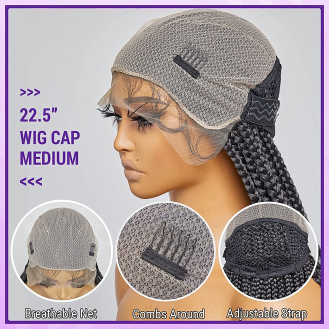 Amazon.com : LUVME HAIR 36 Inch Knotless Braided Lace Front Wigs with ...