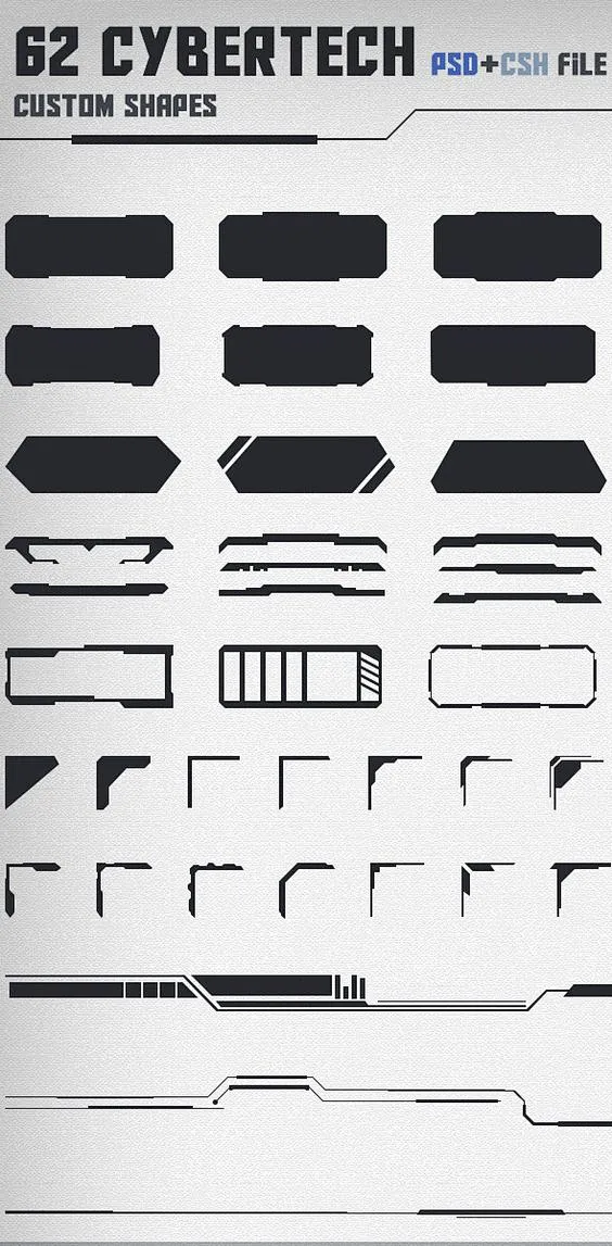 62 Cybertech Custom Shapes - Miscellaneous Shapes-花瓣网