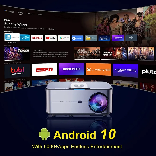 Artlii Play 3 Smart Bluetooth Projector, 340 ANSI, Android TV 10 ...