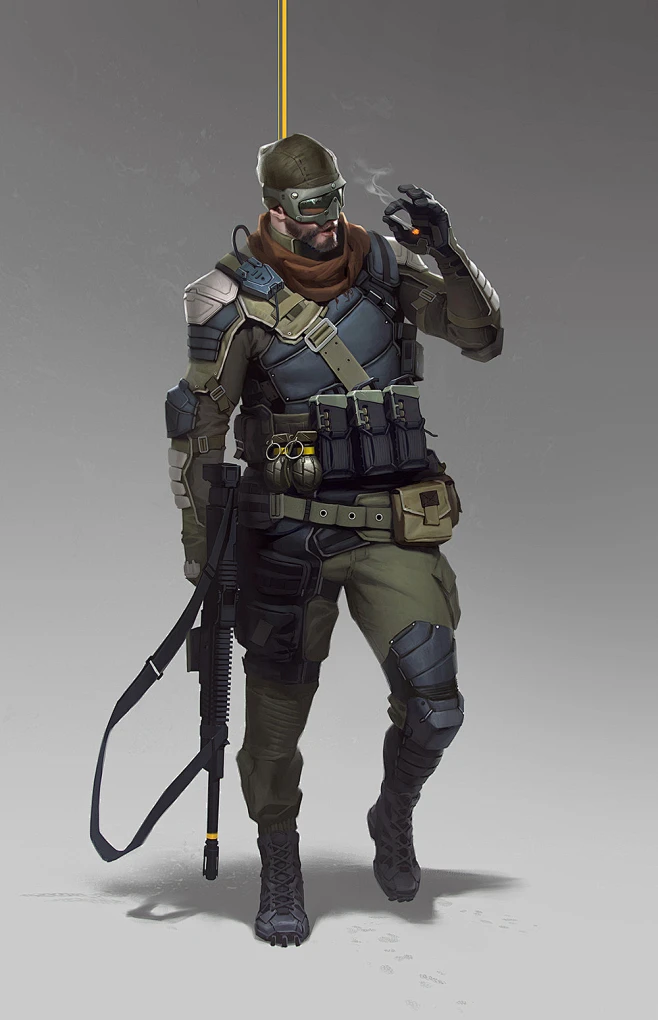 soldier with assault rifle, Jianli Wu : soldier with assault rifle by Jianli Wu on ArtStation.-花瓣网