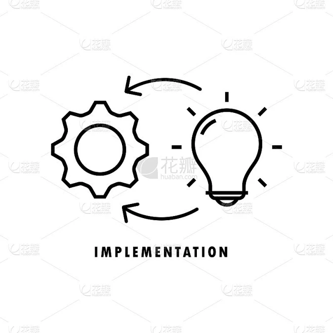 Implementation line icon. Vector on isolated white素材-花瓣网