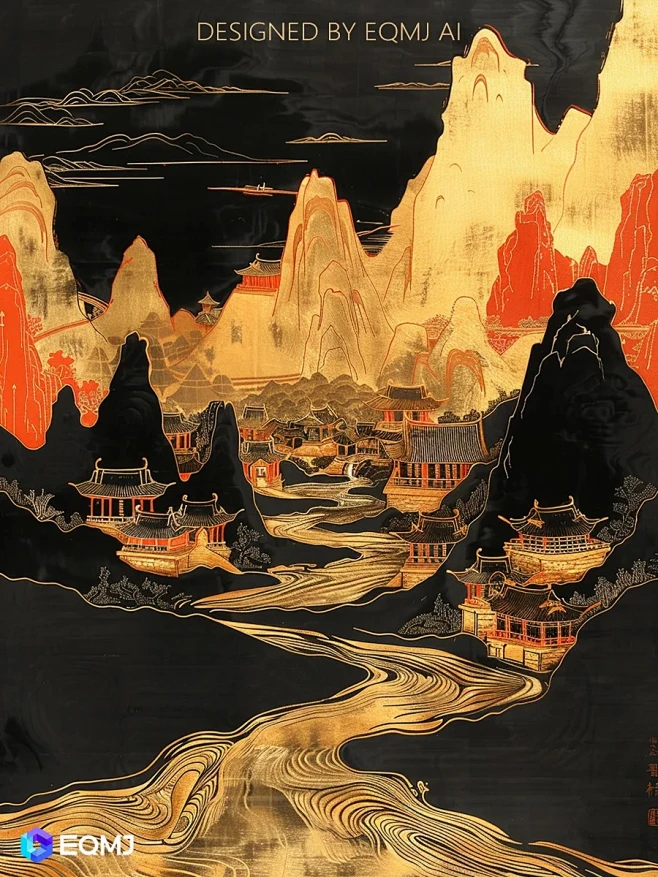 大美国风丨EQMJ AI绘制鎏金中式古代城镇_4_EQMJ官方代言人_来自小红书网页版-花瓣网
