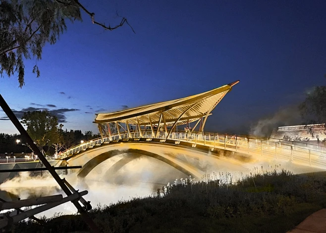 Floating Leaf Footbridge, China by HAI Architects : A river-crossing ...