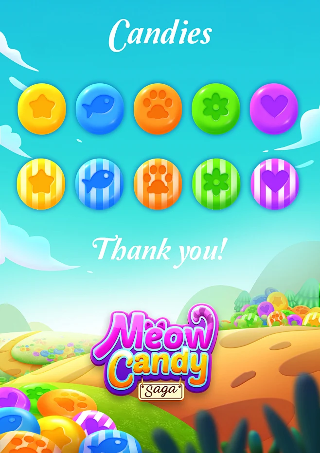 Meow Candy Saga : Match two or more candies of the same color to clear ...